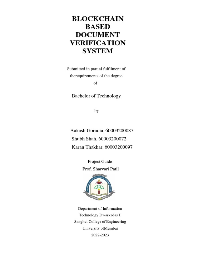 Blockchain Based Document Verification System | PDF | Authentication | Security