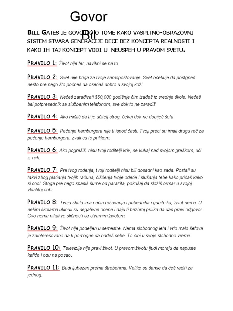 Govor Bil Gejtsa (Luka Randjelovic) | PDF