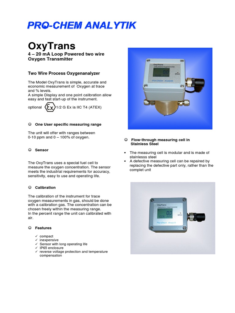 OxyTrans Datasheet | Download Free PDF | Sensor | Calibration