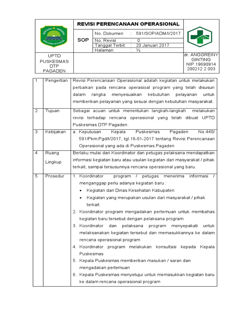 5 2.3 5. SOP Revisi Rencana Operasional | PDF