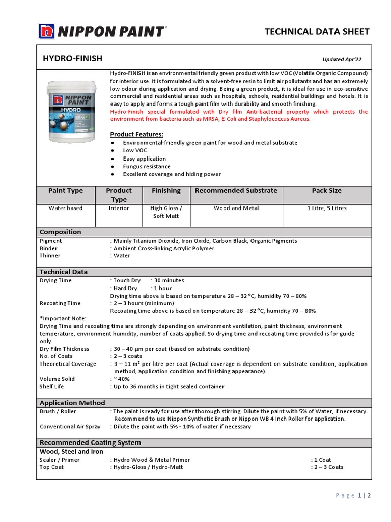 Nippon Hydro-Finish 2022.04 | PDF | Paint | Materials