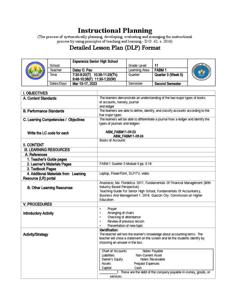 DLP Fundamentals of Accounting 1 - Q3 - W5 | PDF | Debits And Credits ...