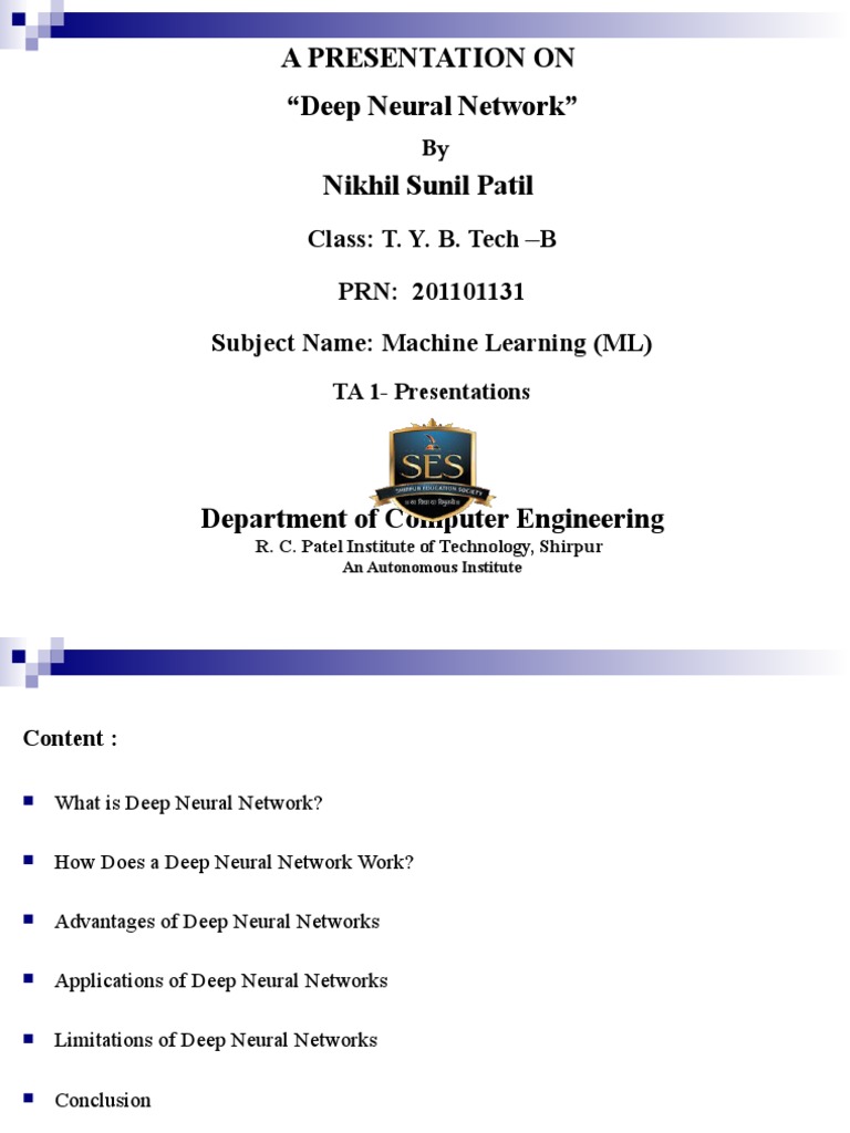 A Presentation On "Deep Neural Network" Nikhil Sunil Patil | PDF | Deep ...
