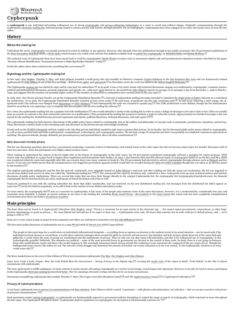 Cypherpunk - Wikipedia | PDF | Cryptography | Privacy