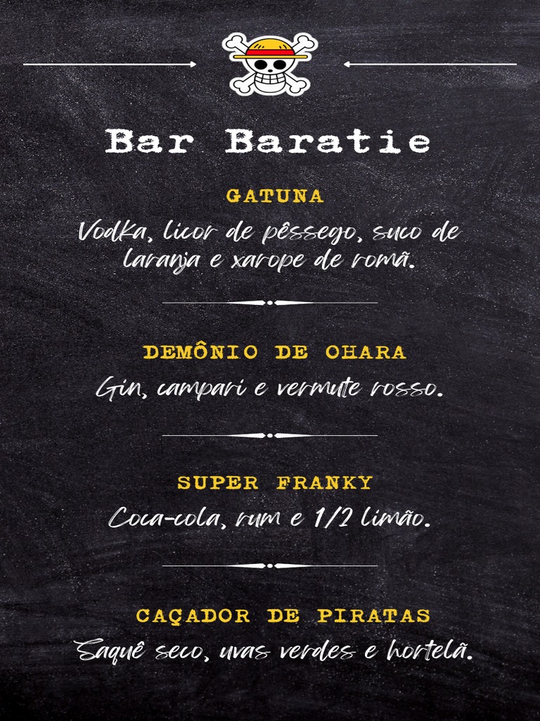 Bebidas do Bar Baratie | PDF | Gastronomia, comida e vinho