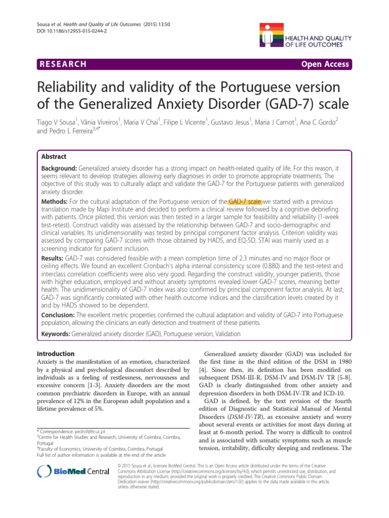 Gad 7 B Đào Nha | Download Free PDF | Diagnostic And Statistical Manual ...