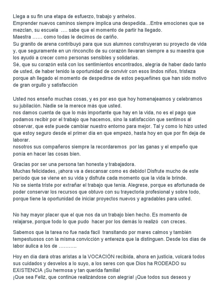 Discurso Jubilación | PDF