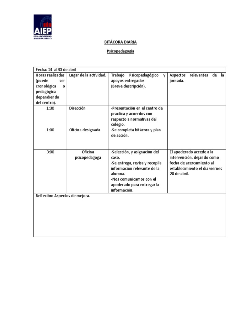 Bitácora Diaria | PDF