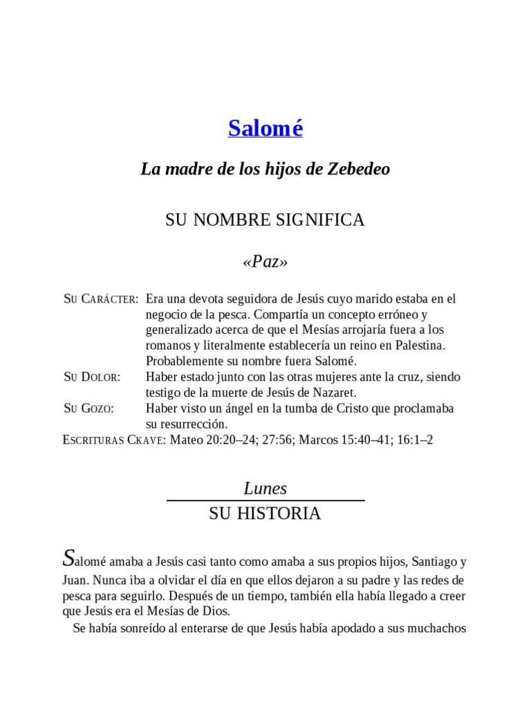 Salomé: Madre de los Hijos de Zebedeo | PDF | Jesús | La resurrección de Jesús