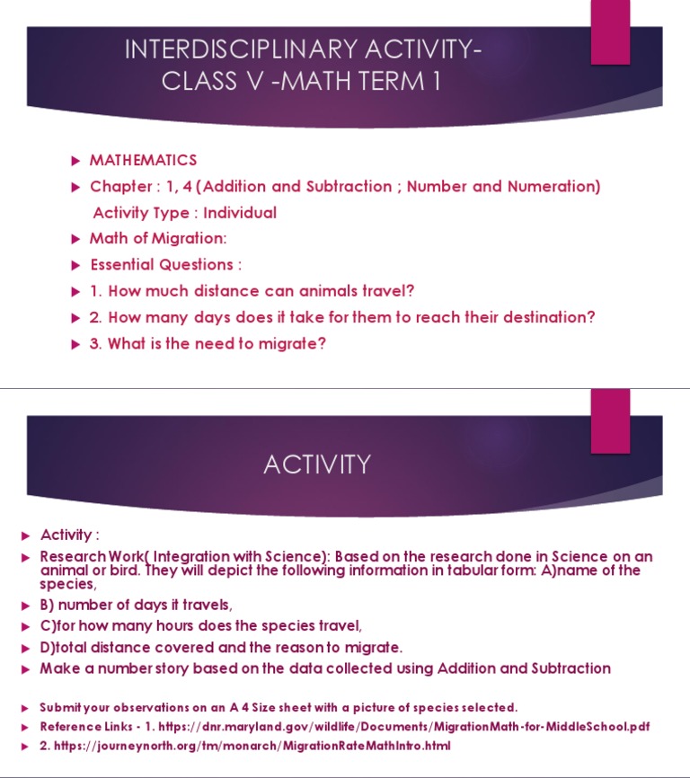 Interdisciplinary Activity Term 1 Class V Migration | PDF