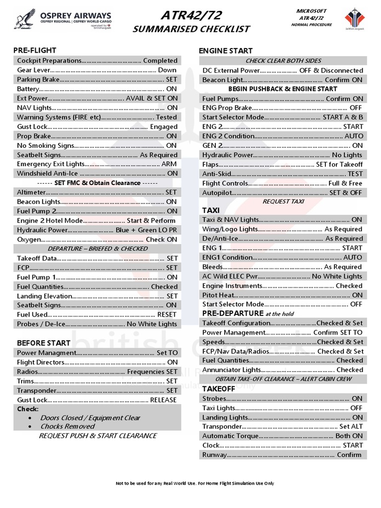 ATR42 72 Checklist BritishAvgeek v1 | PDF
