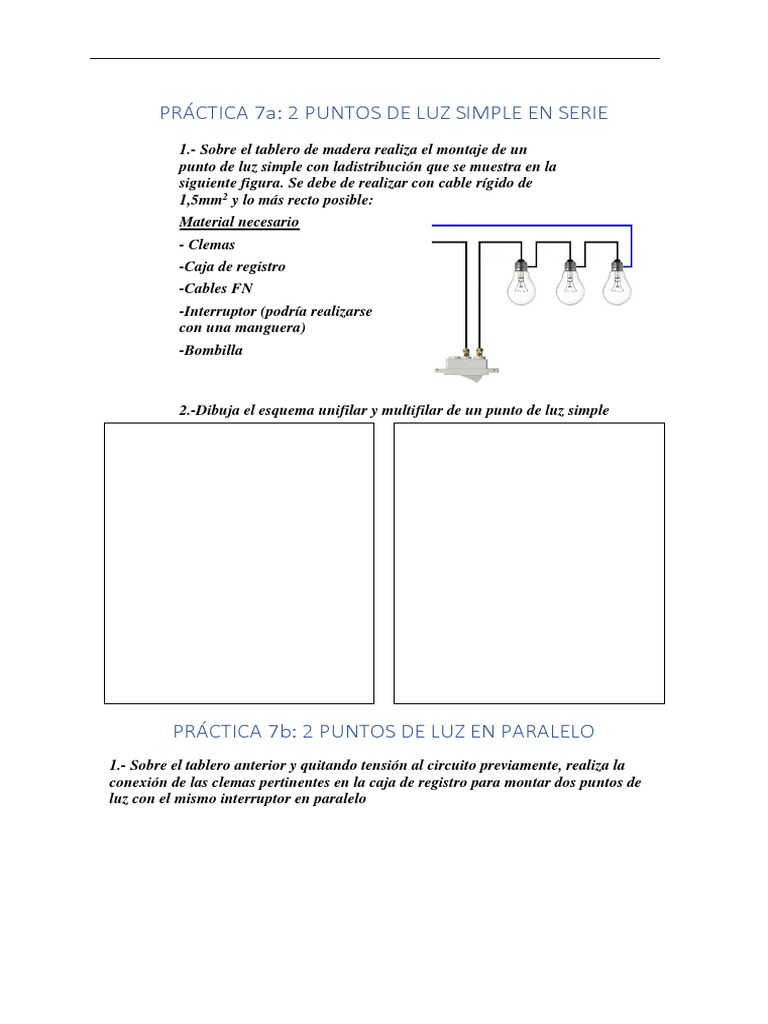 Práctica 7A: 2 Puntos de Luz Simple en Serie | PDF | Tecnología