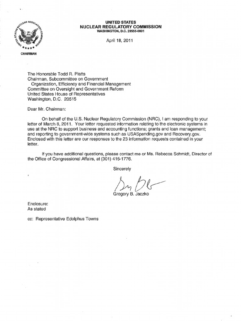 United States Nuclear Regulatory Commission: WASHINGTON, D, C, 20555 ...