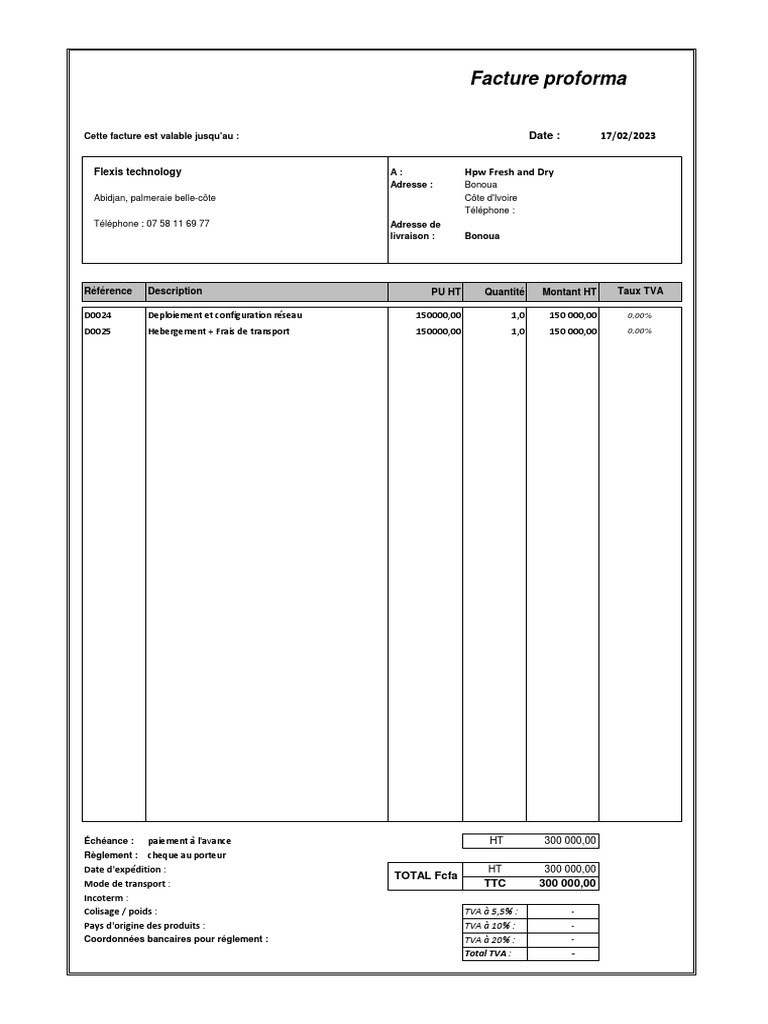Facture Proforma HFD | PDF