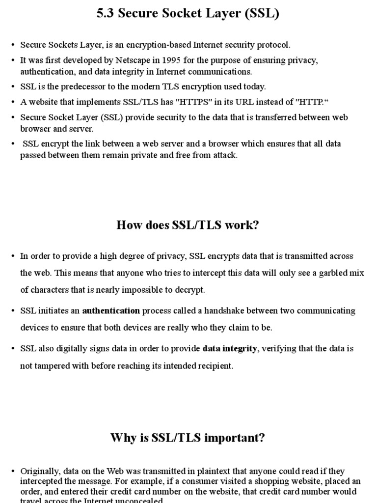 5 3 Secure Socket Layer Ssl Pdf Transport Layer Security Communications Protocols