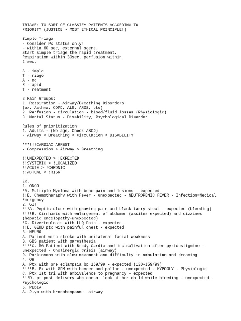Triage | PDF | Cardiac Arrest | Clinical Medicine