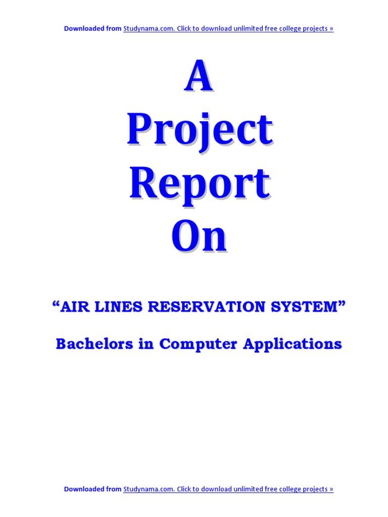 BCA Project - JAVA & Oracle Airline Reservation System - PDF Report With Source Code Free Down ...