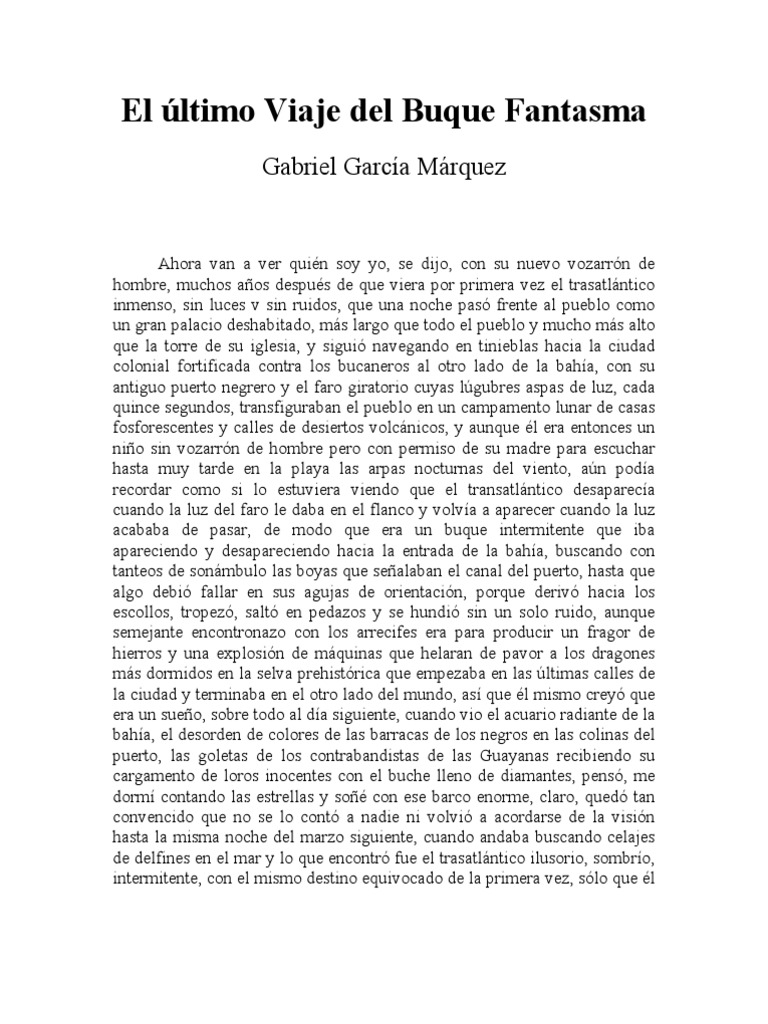 Gabriel García Márquez - El Último Viaje Del Buque Fantasm | PDF | Arte