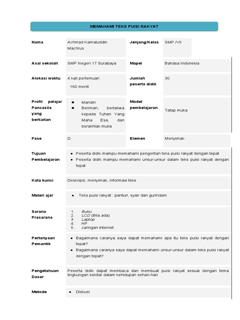 Mind Mapping Teks Puisi Rakyat Kelas 7 | PDF