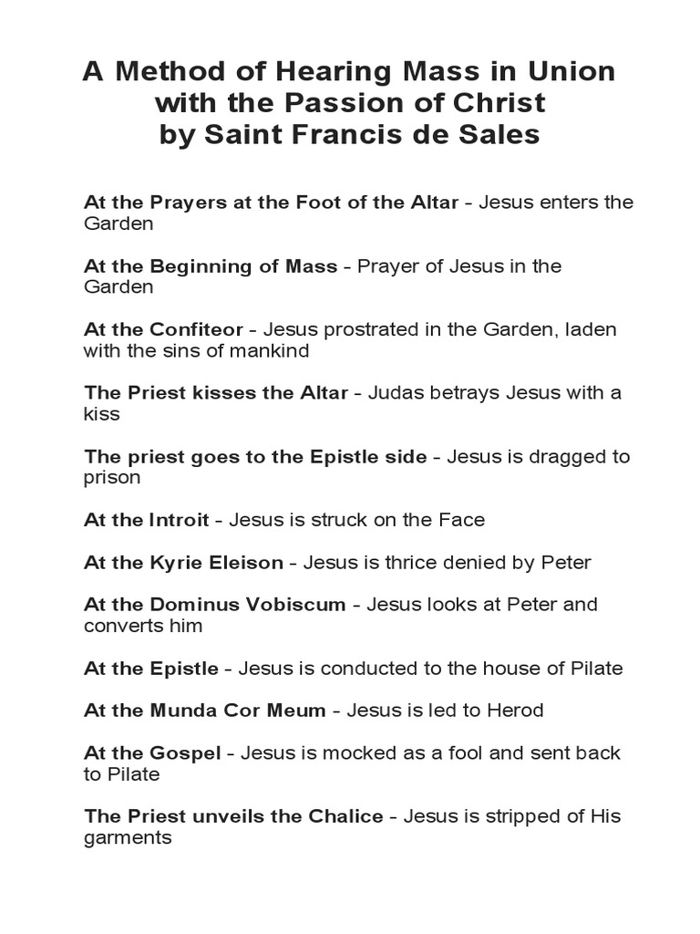 A Method of Hearing Mass in Union With The Passion of Christ | PDF ...