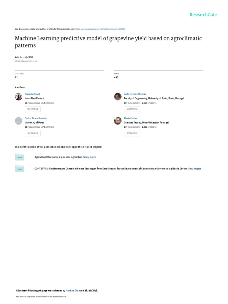 Machine Learning Predictive Model of Grapevine Yield Based On ...