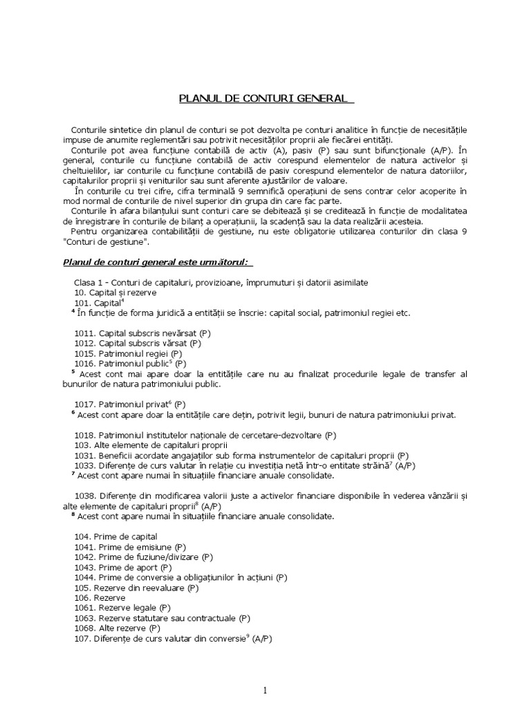 Plan Conturi General | PDF