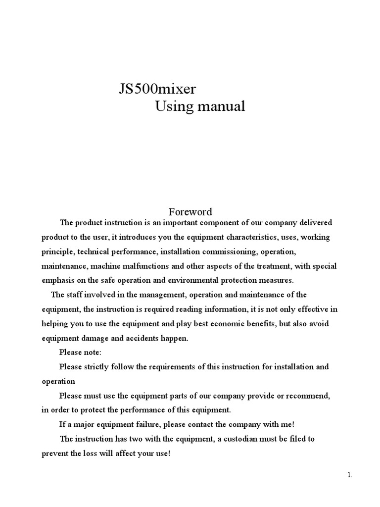 JS500 Mixer Manual | PDF