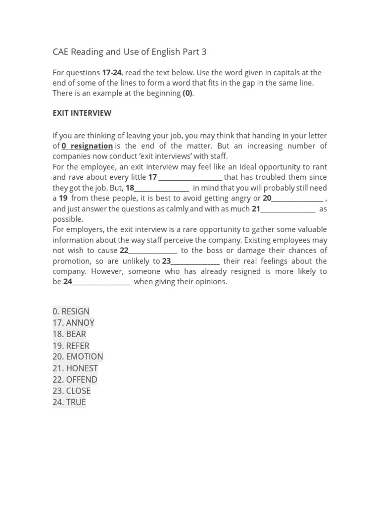 Practice - CAE Reading and Use of English Part 3 | PDF