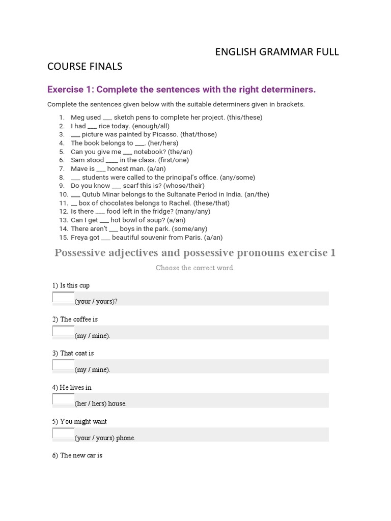 English Grammar Full Course Finals | PDF | Language Mechanics ...