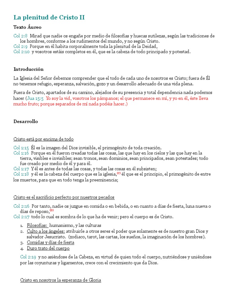 La Plenitud de Cristo II | PDF | Cristo (título) | Creencia y doctrina cristiana