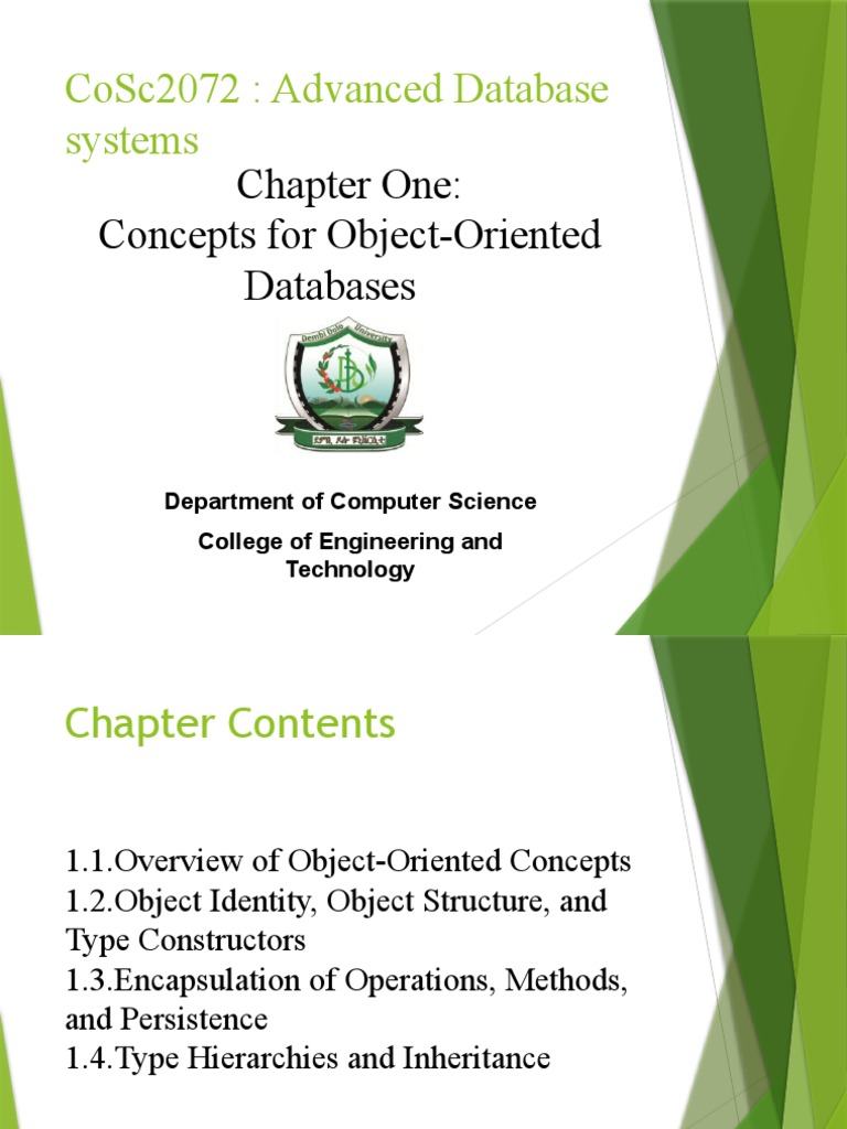 Advanced Database Chapter One Pdf Object Oriented Programming Method Computer Programming 7973