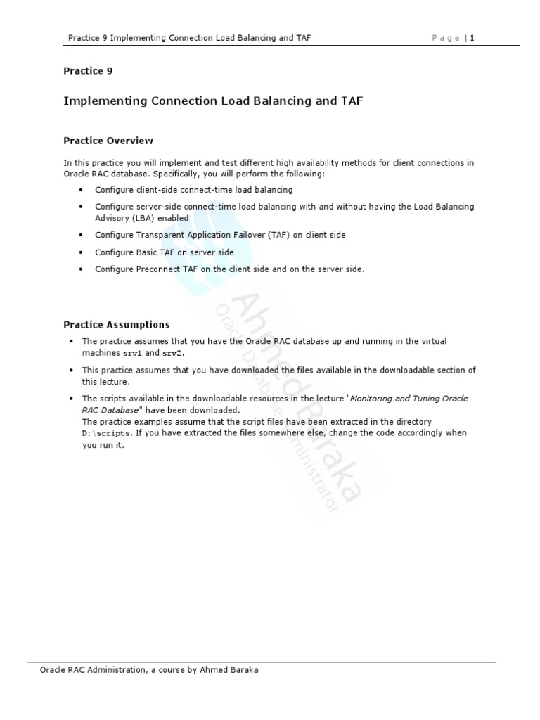 09 Practice 9 Implementing Connection Load Balancing and TAF | PDF ...