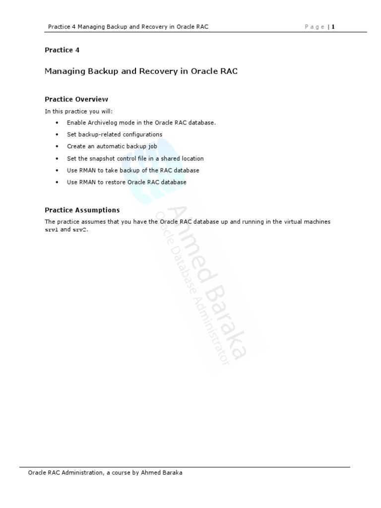 04 Practice 4 Managing Backup And Recovery In Oracle Rac Pdf