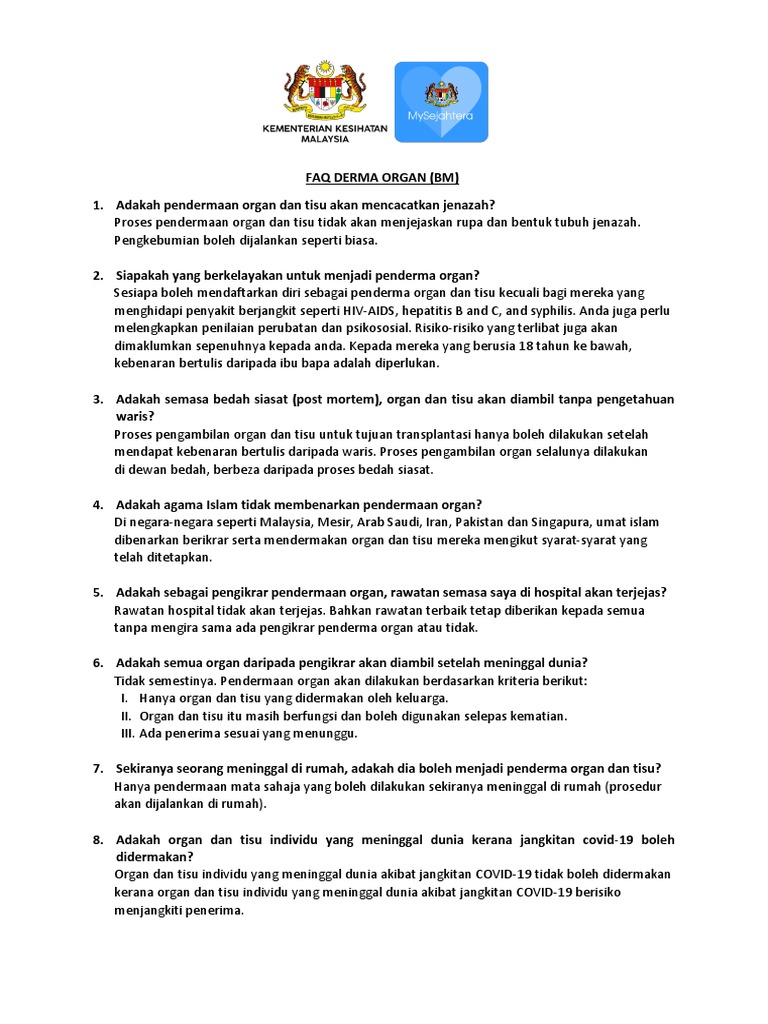 Derma Organ Soalan-Lazim Faq | PDF