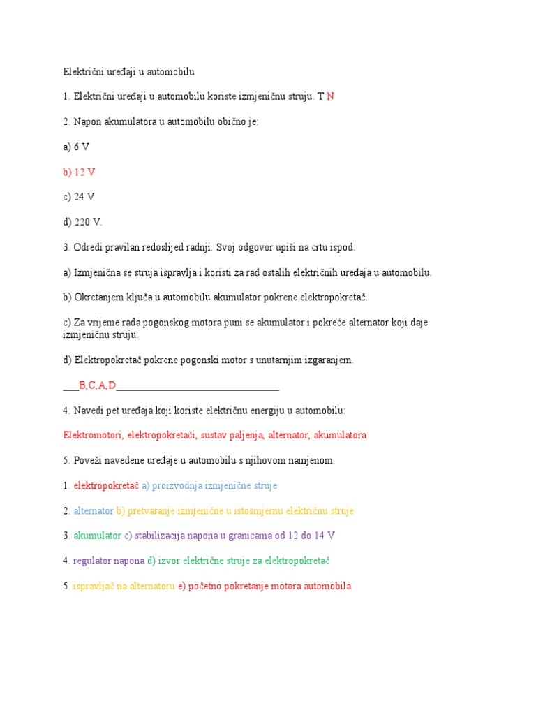 Električni Uređaji U Automobilu | PDF