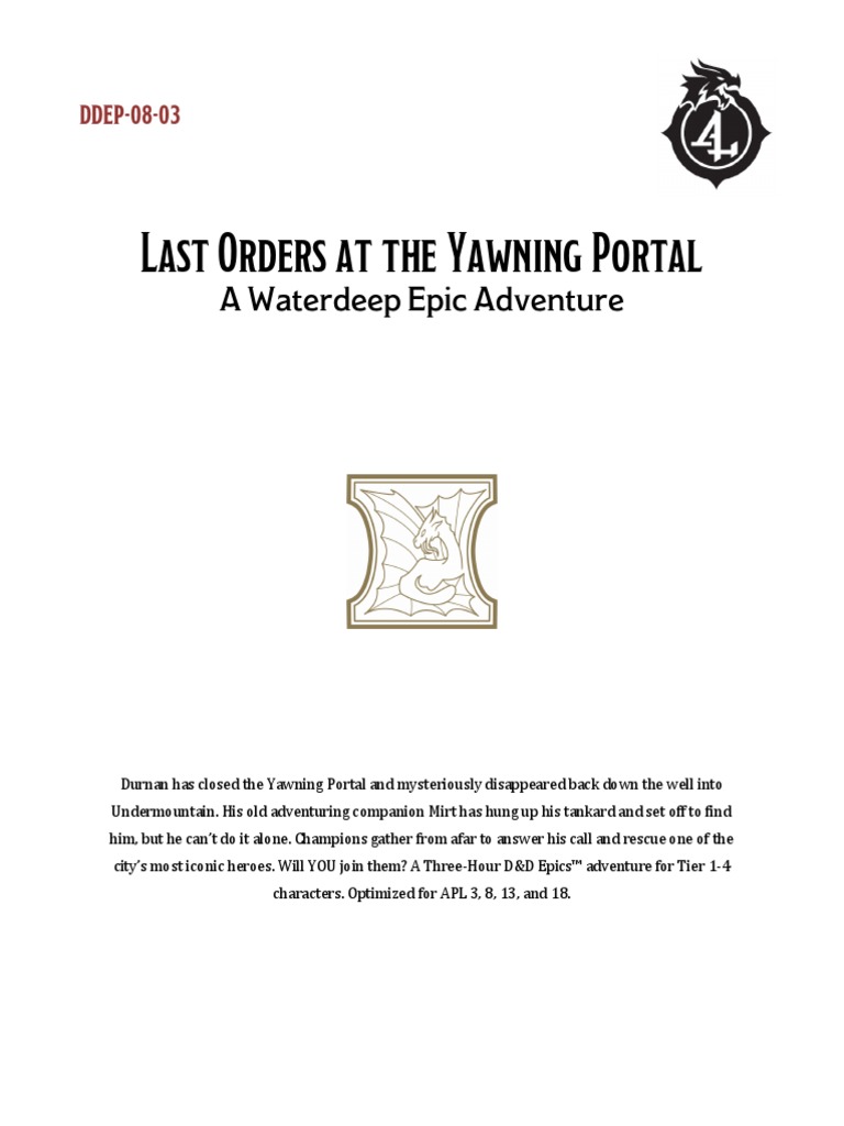DDEP08-03 - Last Orders at The Yawning Portal | Download Free PDF | Dungeons & Dragons | Wizards ...