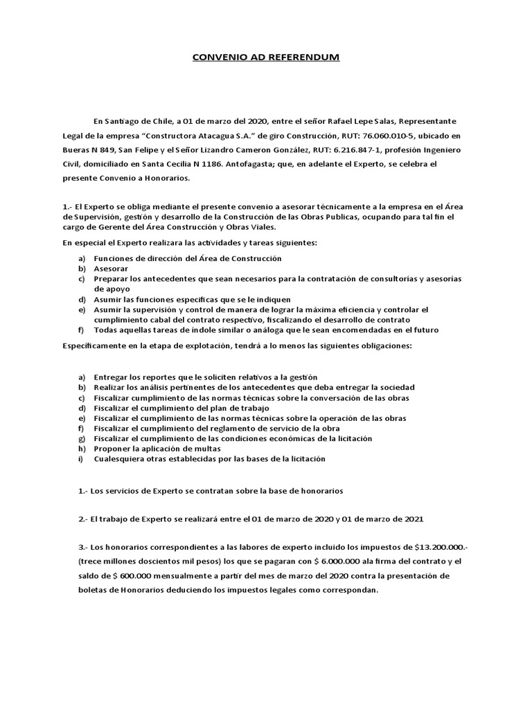 Convenio Ad Referendum | PDF