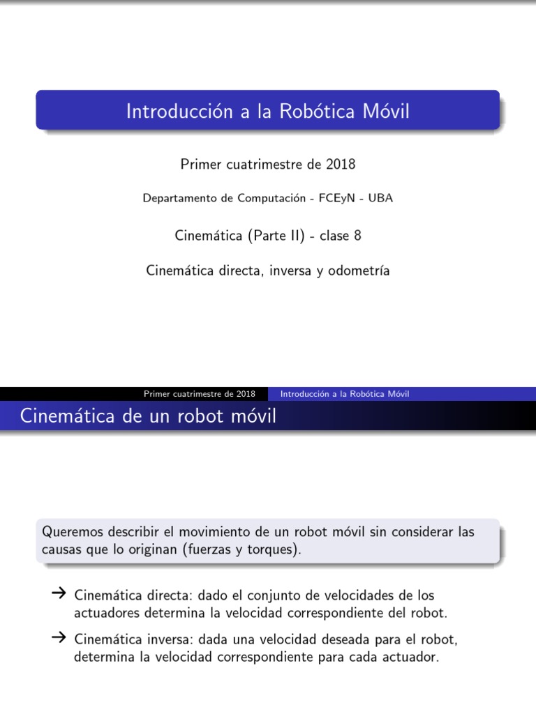 Clase 8 - Cinemática Directa, Inversa y Odometría | PDF | Cinemática | Velocidad