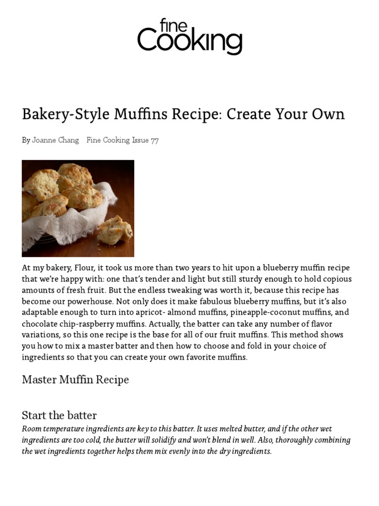 Bakery-Style Muffins Recipe - Create Your Own | PDF | Muffin | Batter ...