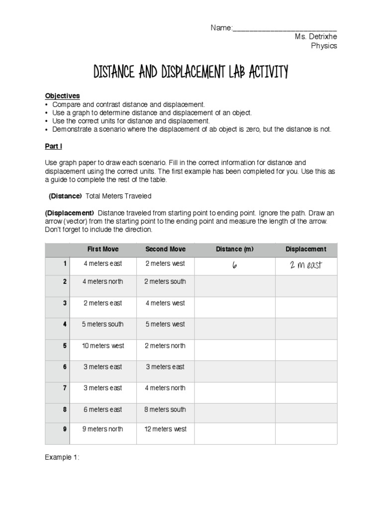 Distance vs. Displacement LAB | PDF | Distance | Metre