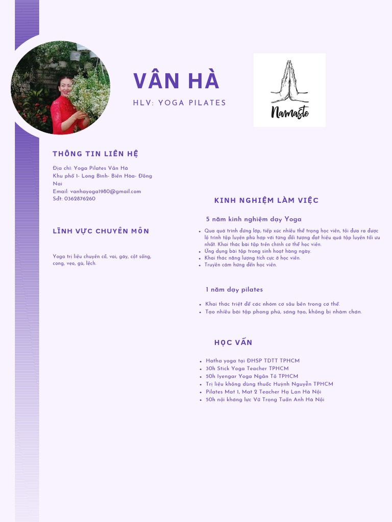 Hà Thị Vân-Yoga Pilates-CV | PDF