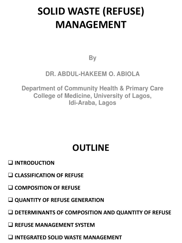 11.3 SOLID WASTE (REFUSE) MANAGEMENT-MPH&MSc-2021 | PDF | Waste Management | Waste