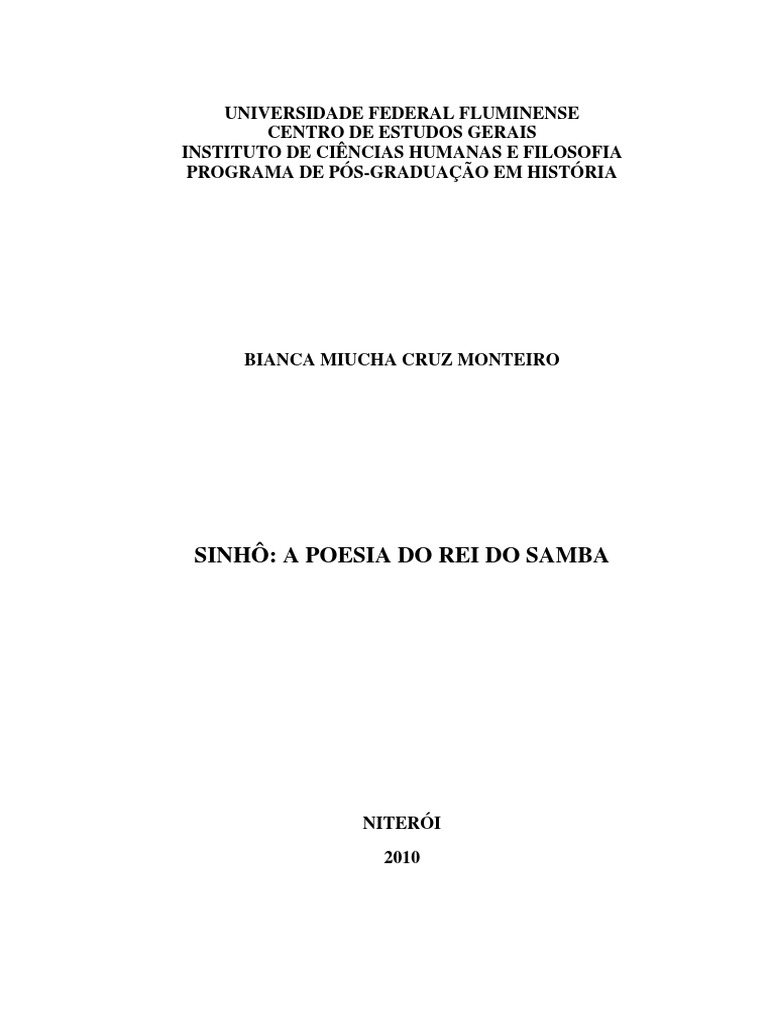 Sinhô A Poesia Do Rei Do Samba | PDF | Sociologia | Historiografia