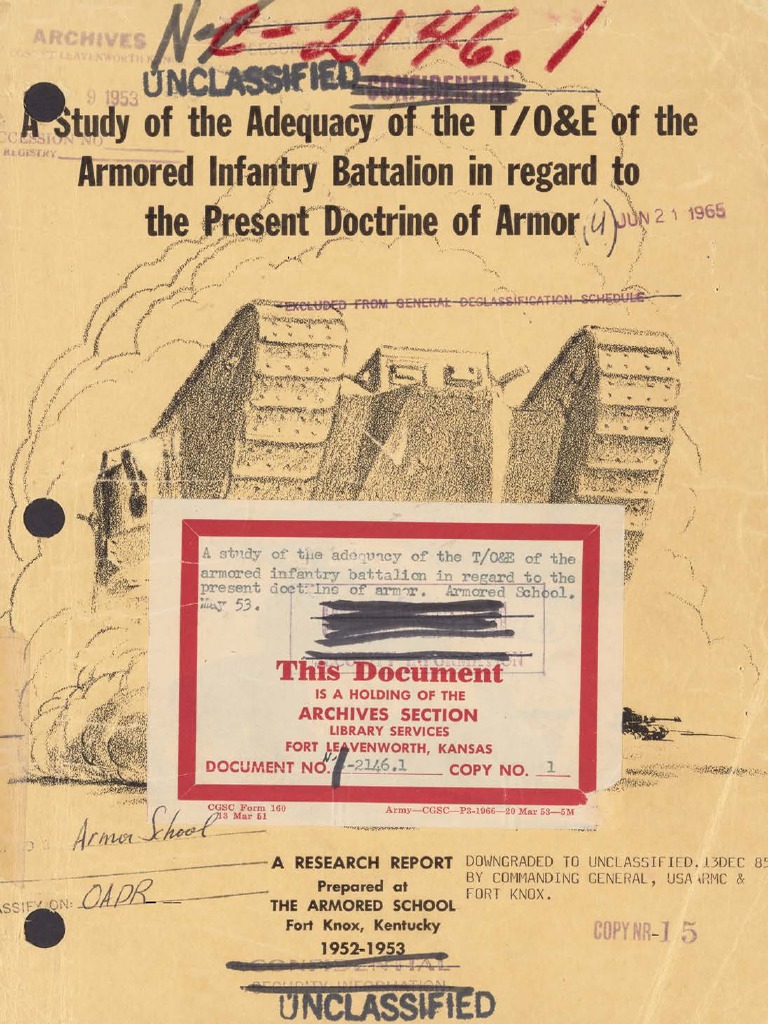 A Study of The Adequacy of The T - O&E of The Armored Infantry ...