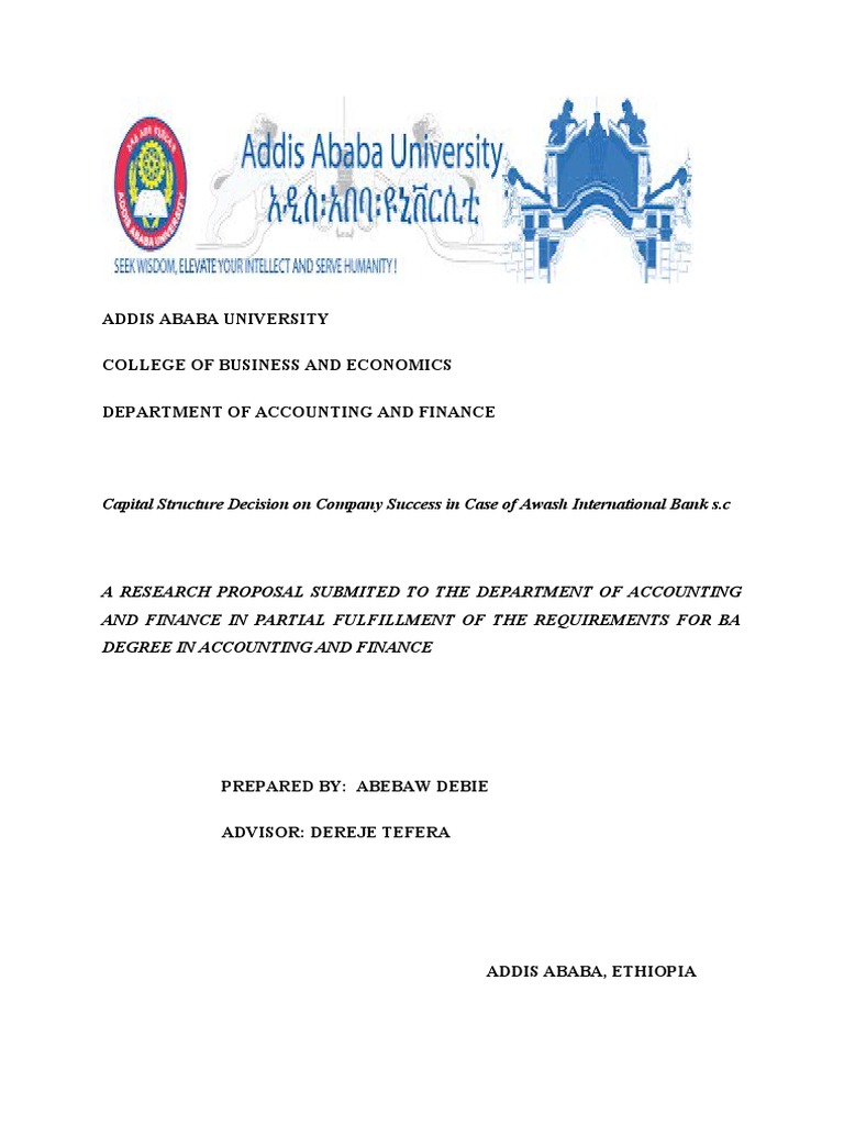 Abebaw True Proposal | PDF | Capital Structure | Cost Of Capital