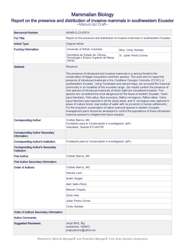 Mamb D 23 00014 | PDF | Invasive Species | Conservation Biology