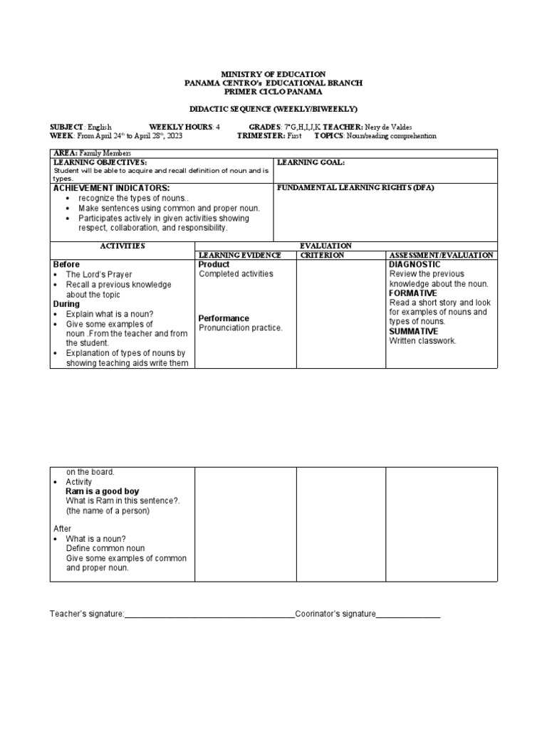 NEW DIDACTIC SEQUENCE 7 Nouns | PDF | Career & Growth
