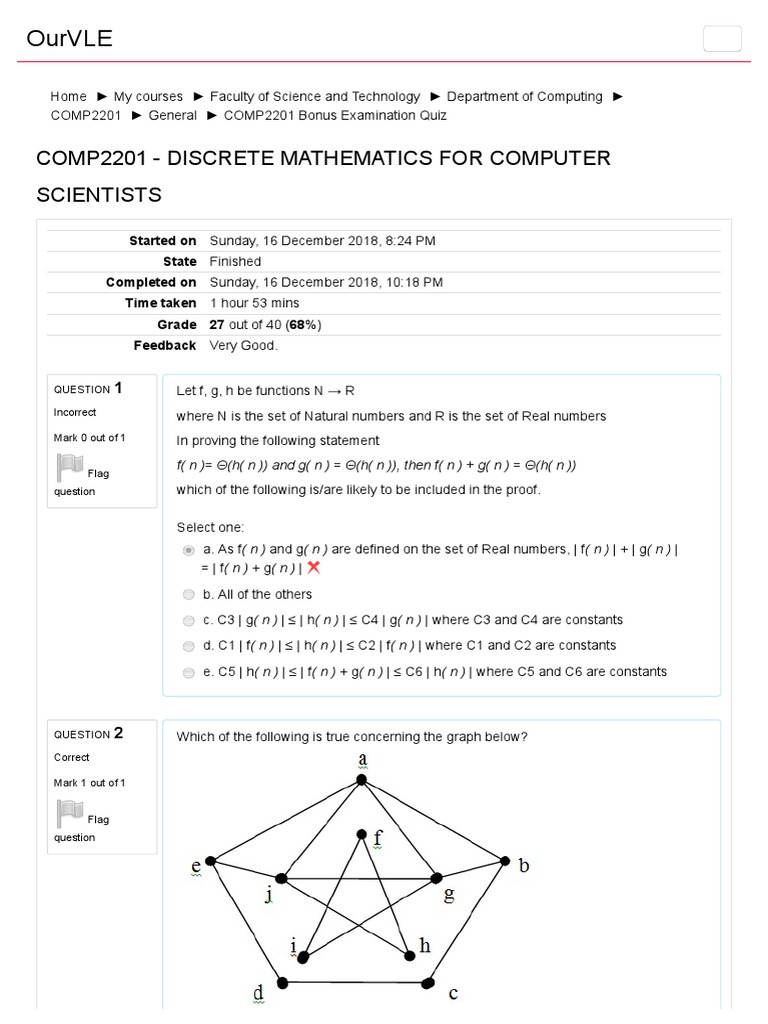 COMP2201 Discrete Math Exam Quiz | PDF | Vertex (Graph Theory) | Discrete Mathematics