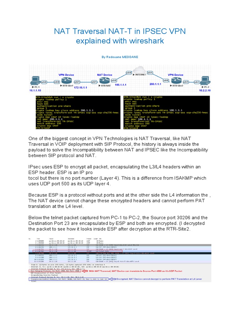NAT Traversal NAT-T in IPSEC VPN | PDF | Network Architecture ... NAT Traversal NAT-T in IPSEC VPN | PDF | Network Architecture ...