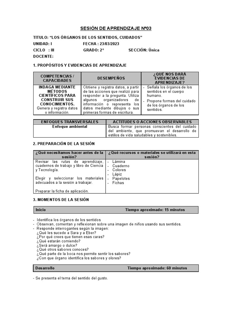 ÓrganosSentidos | PDF | Aprendizaje | Gusto